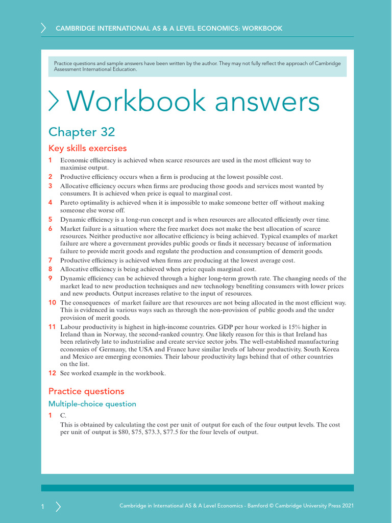 Chapter 32 Workbook Answers | PDF | Economics | Output (Economics)