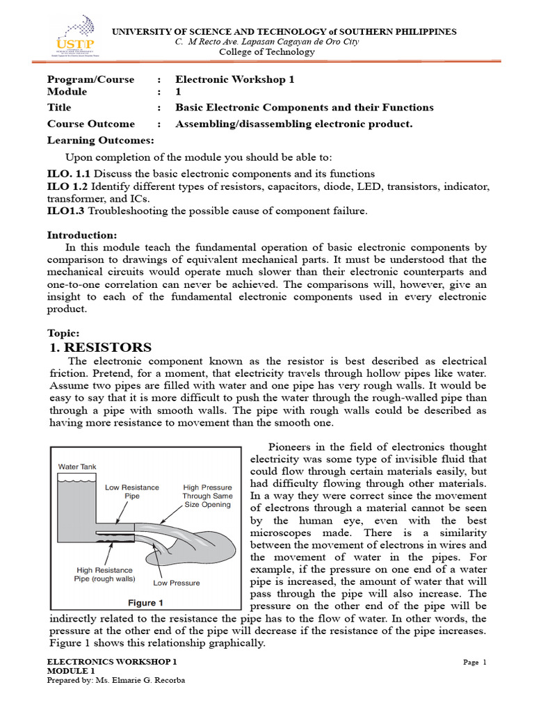 Module 1 - Basic Electronic Components and Its Function | PDF ...