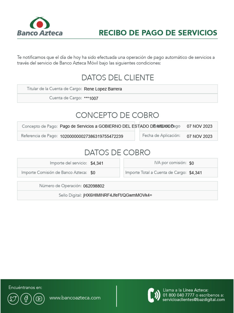 Comprobante Pago de Servicios - PDF - Recibo de Pago de Servicio | PDF