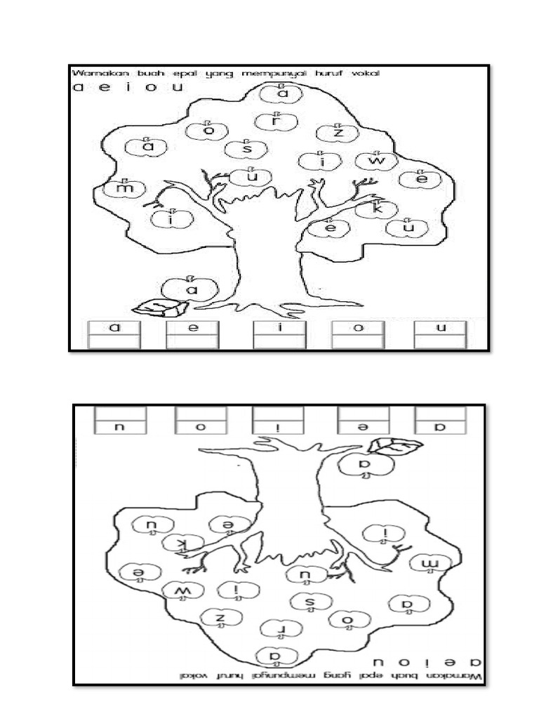 Warnakan Huruf Vokal Dalam Gambar | PDF