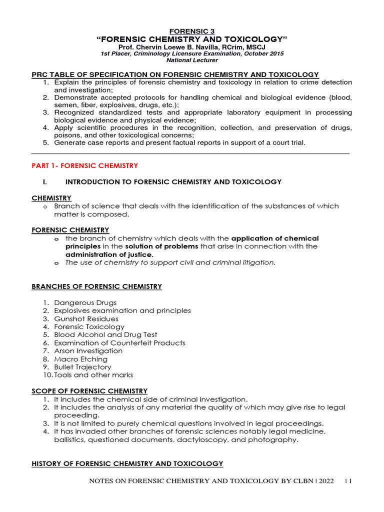 Forensic 3 FORENSIC CHEMISTRY AND TOXICOLOGY BY CLBN NAVILLA | PDF ...
