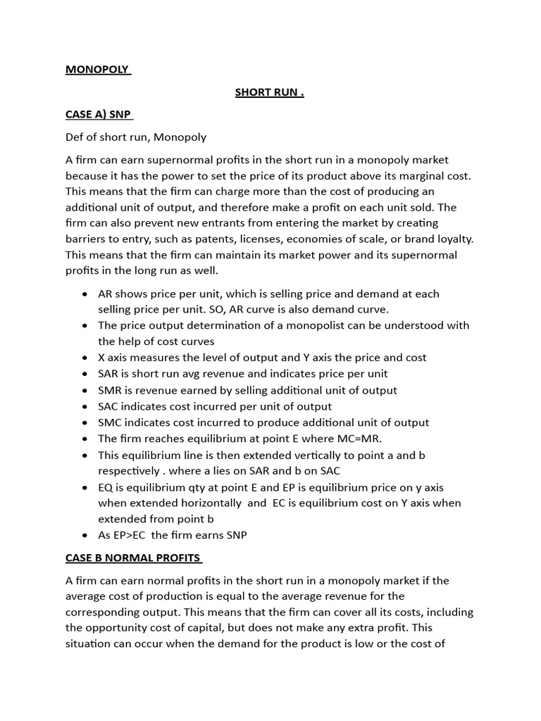 MONOPOLY | PDF | Profit (Economics) | Economic Equilibrium