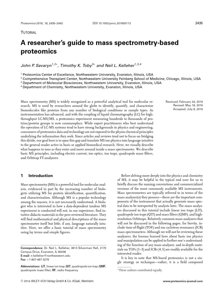 Pmic 201600113 | PDF | Mass Spectrometry | Tandem Mass Spectrometry