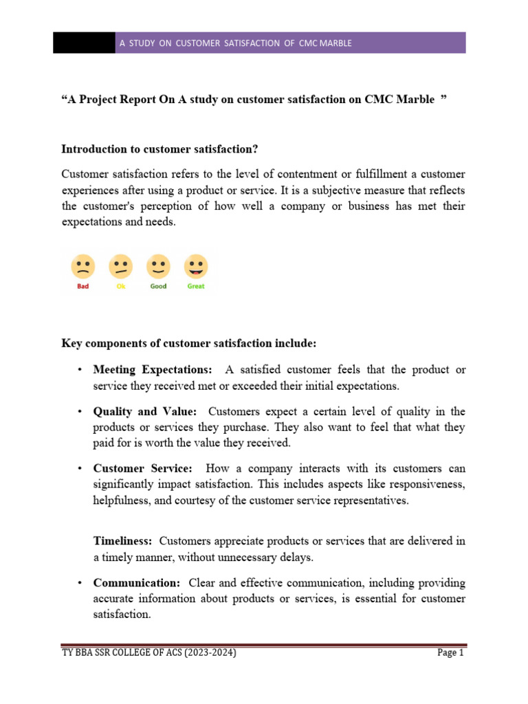 Customer Satisfaction Study: CMC Marble | PDF | Survey Methodology ...
