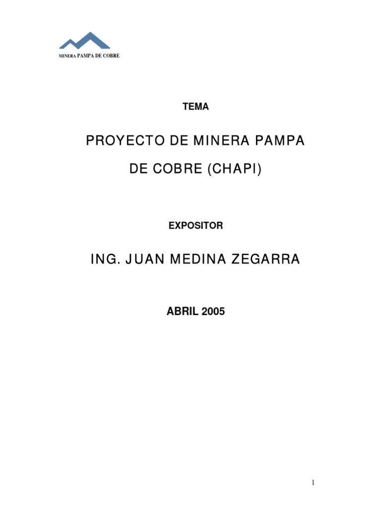 Proyecto Minera Pampa de Cobre Chapi | PDF | Mineral | Cobre