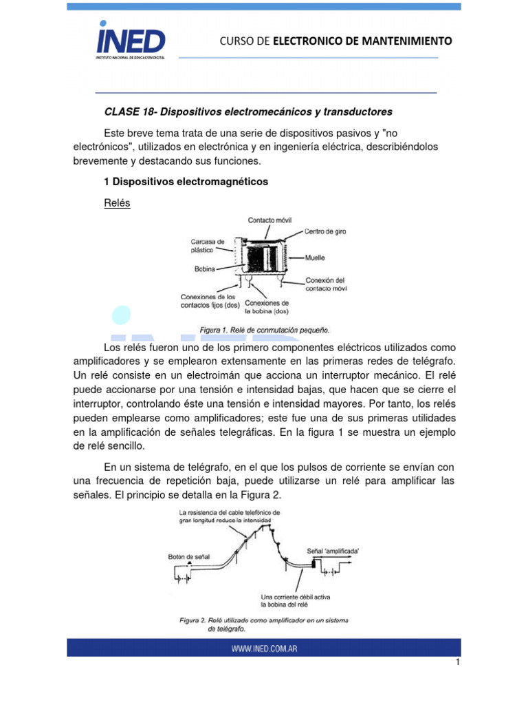 Clase 18 Dispositivos Electromecánicos y Transductores | PDF | Relé ...
