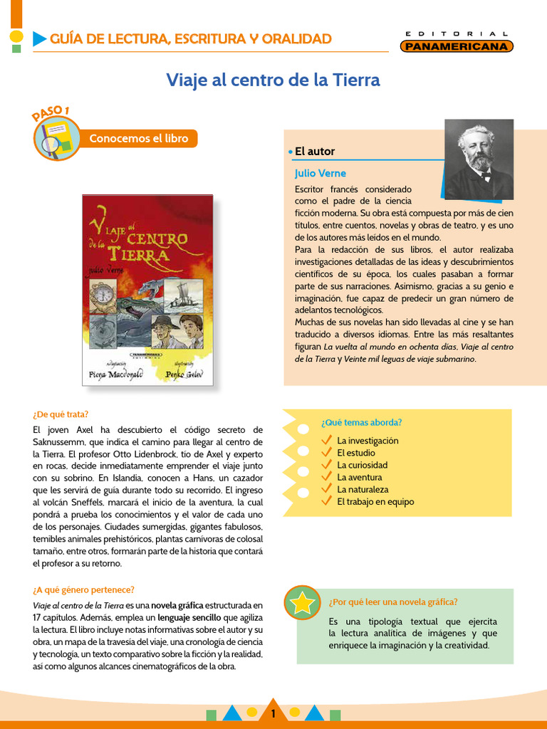 GUIA de LECTURA Viaje Al Centro de La Tierra Novela Gráfica | PDF