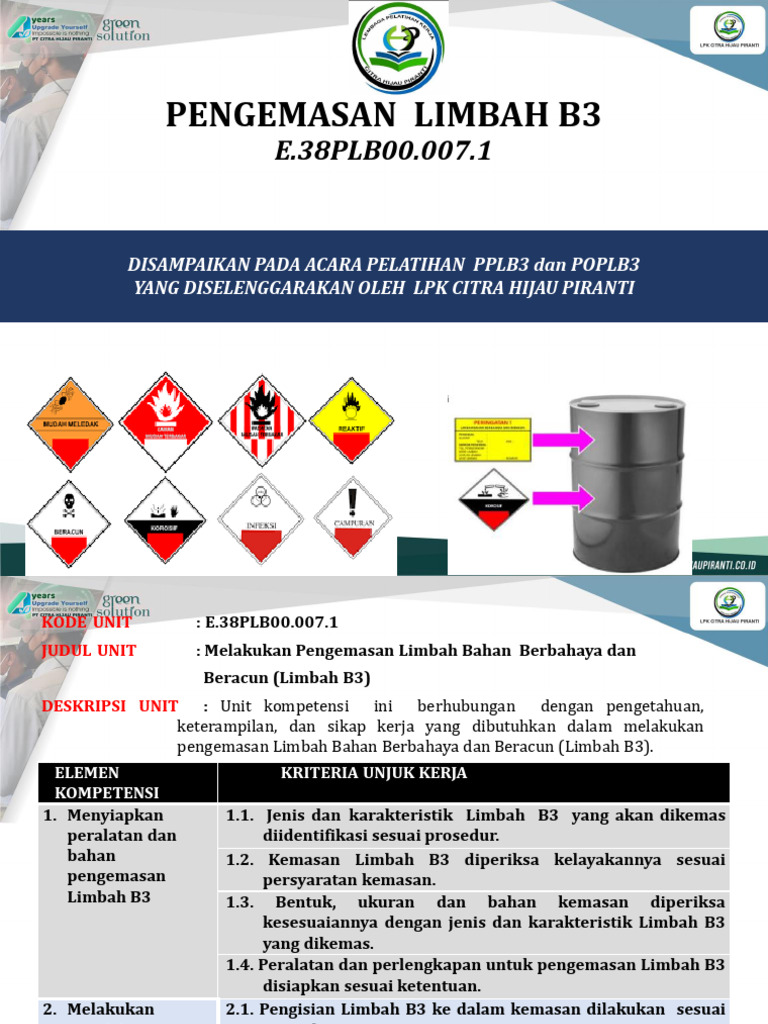 Melakukan Pengemasan Limbah B3 | PDF