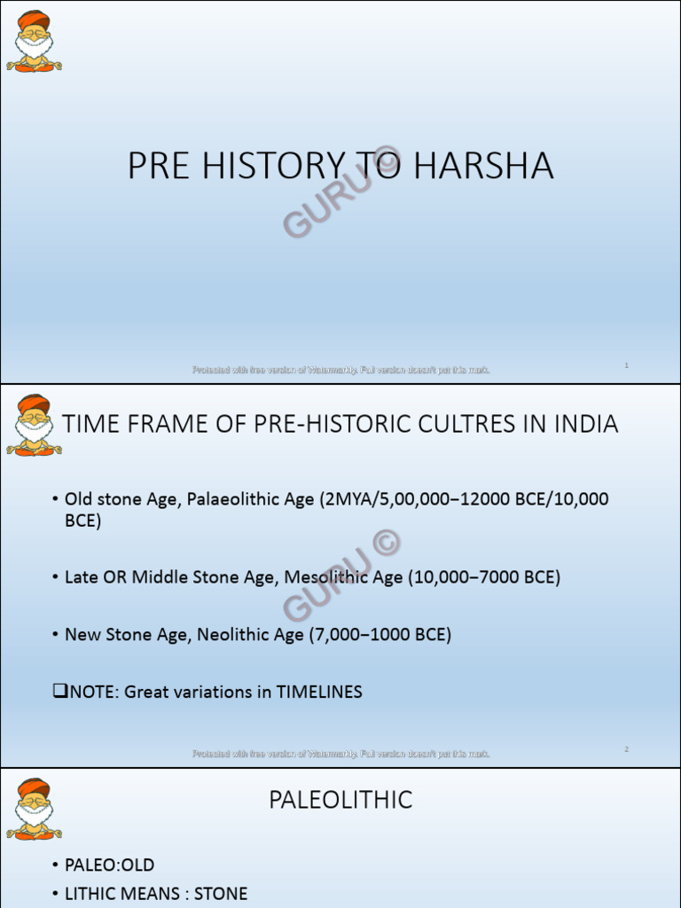 Pre History To Harsha | PDF | Vedas | Paleolithic