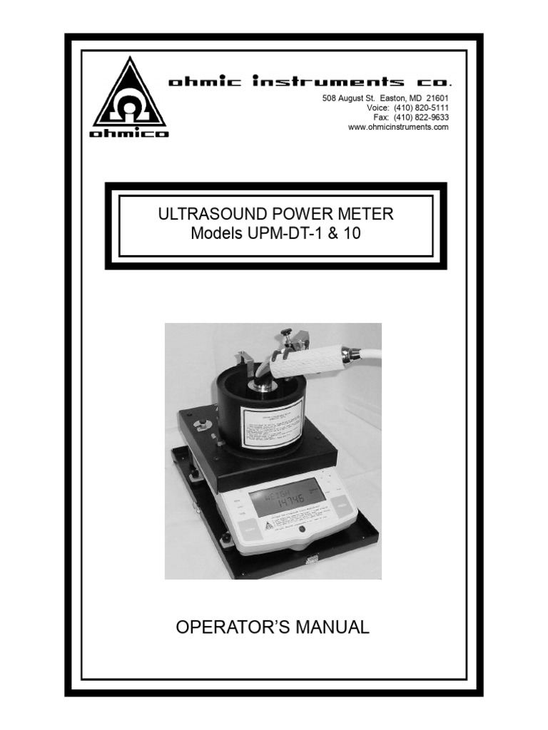 Ultrasound Power Meter Manual | PDF | Electromagnetic Radiation ...