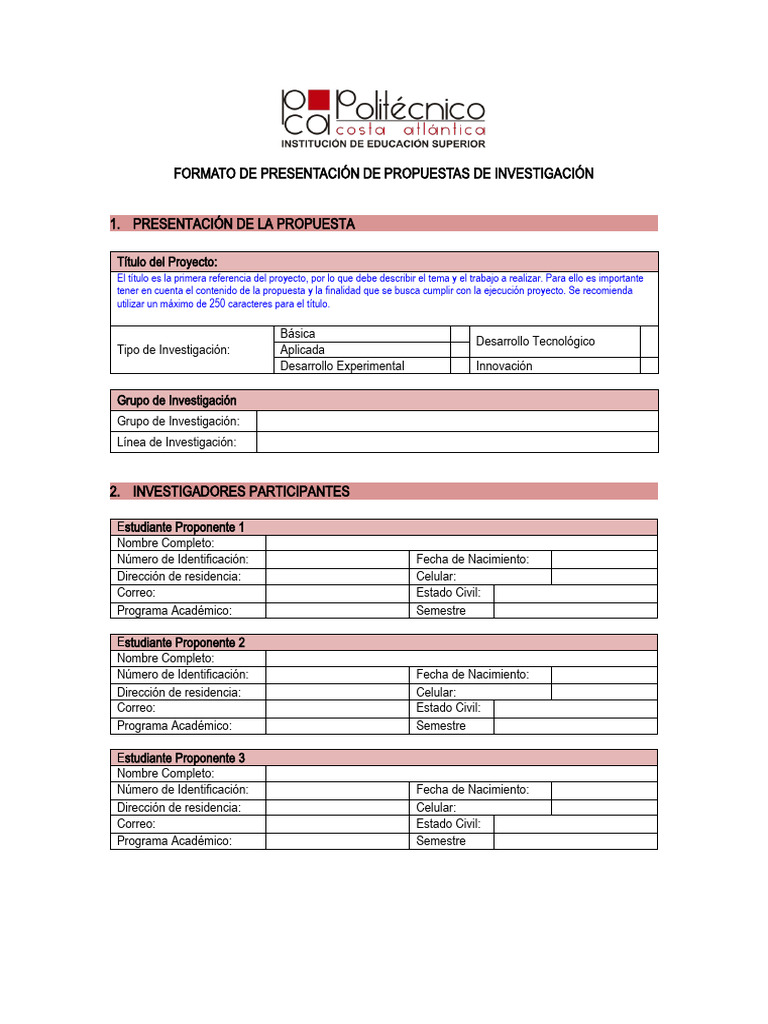 Formato de Propuesta de Investigacion PCA | PDF | Metodología | Investigación cuantitativa
