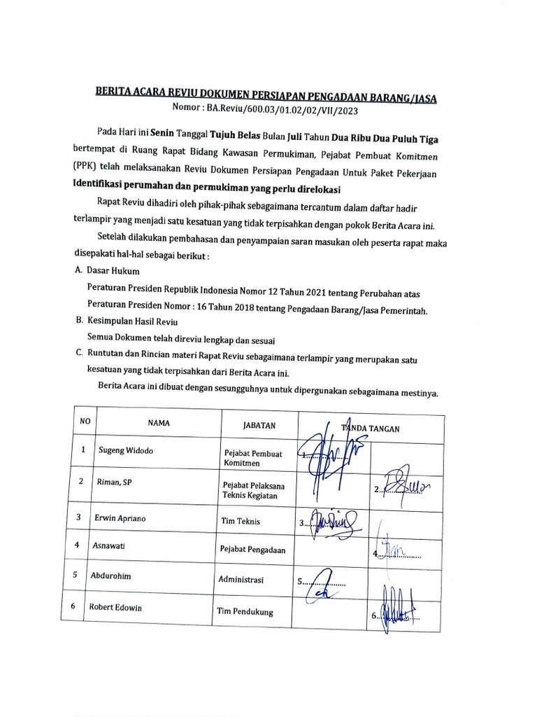 Berita Acara Reviu | PDF