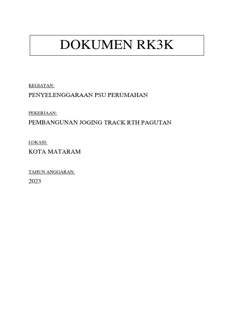 RK3K 1 Joging Track RTH Pagutan | PDF