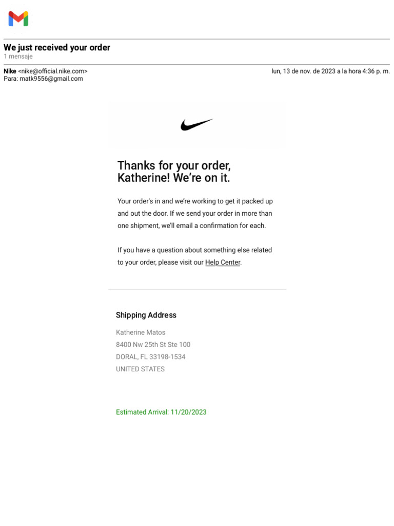 Gmail - We Just Received Your Order-1 | PDF