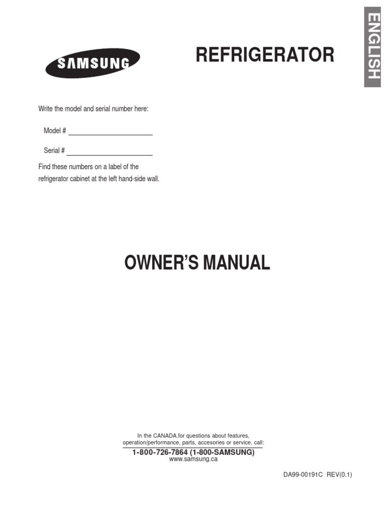 Samsung RB1855SL Refrigerator Manual | PDF | Refrigerator | Ac Power ...