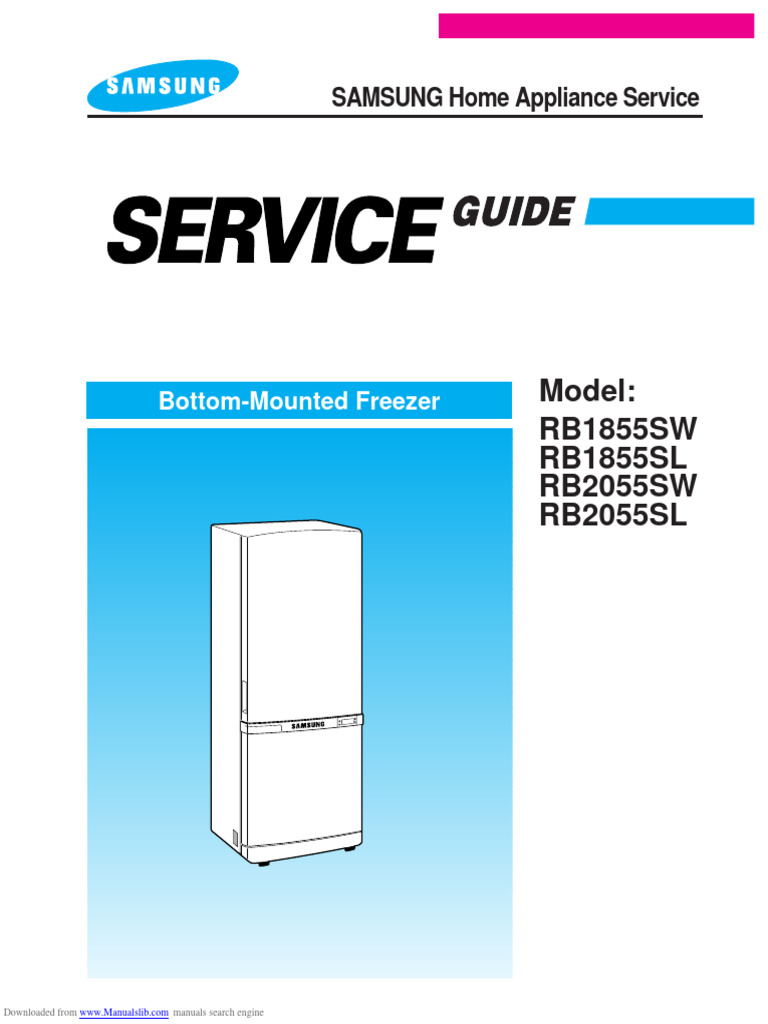 Samsung RB1855 Refrigerator Service Guide | PDF | Refrigerator ...