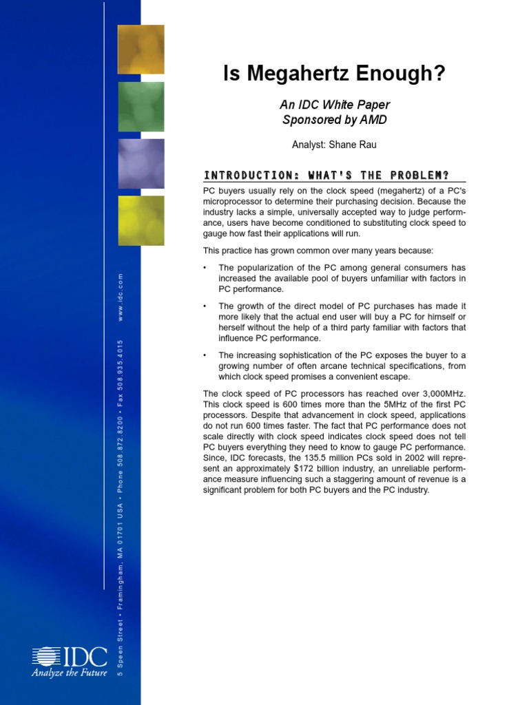 Is Megahertz Enough?: An IDC White Paper Sponsored by AMD | PDF ...