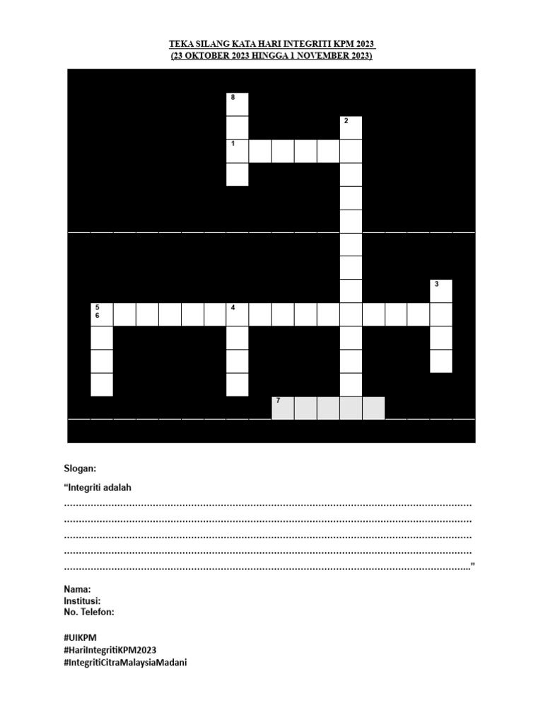 Teka Silang Kata Hari Integriti KPM 2023.word | PDF