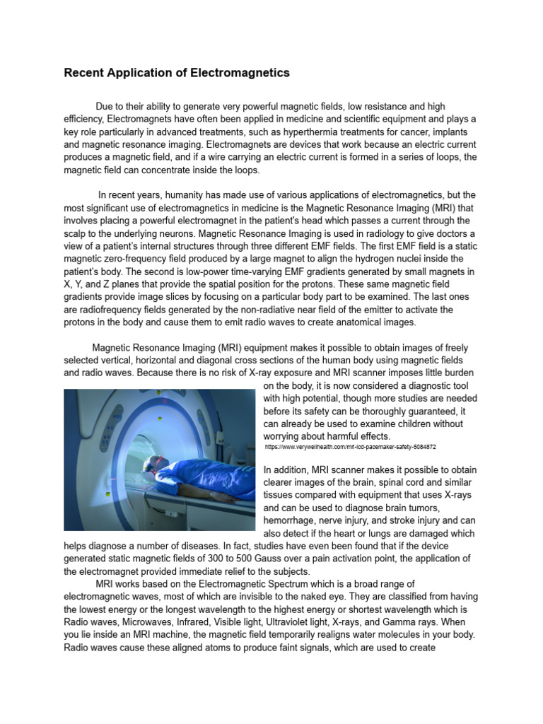 Recent Application of Electromagnetics | PDF | Medical Imaging ...