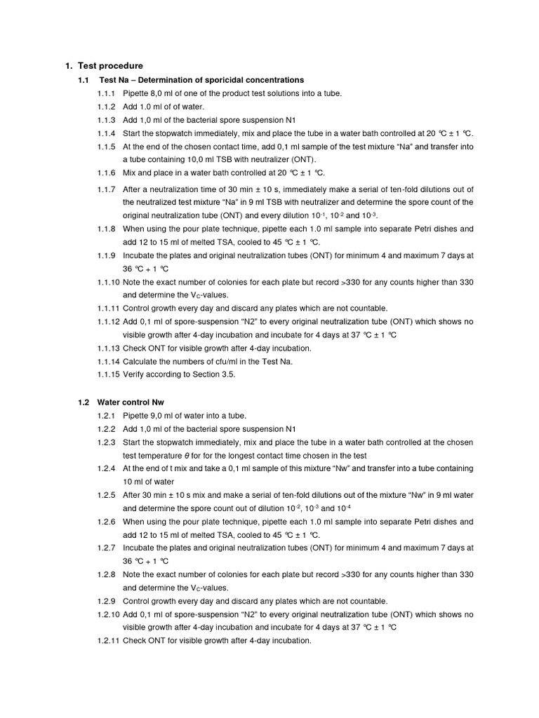 Test Procedure | PDF | Colony Forming Unit | Microscopy