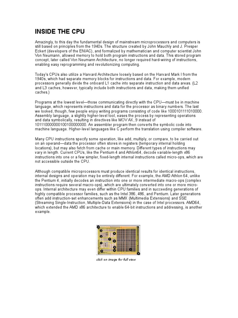 Inside The Cpu | PDF | Cpu Cache | Central Processing Unit
