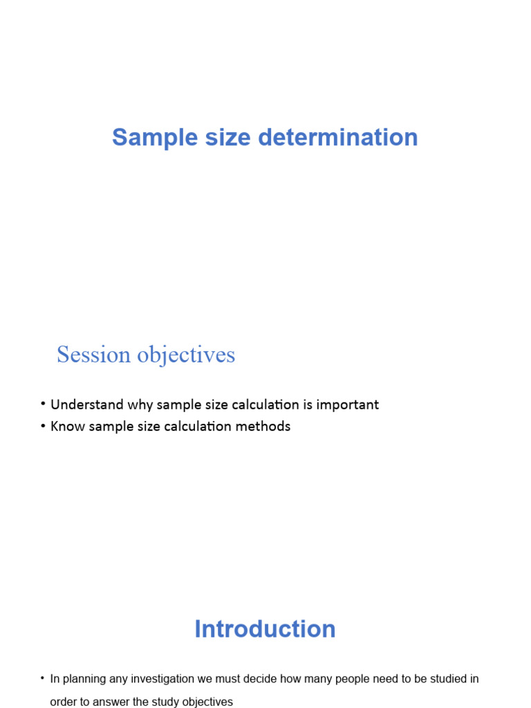 L5 Sample Size Calculation | PDF | Sample Size Determination | Sampling (Statistics)