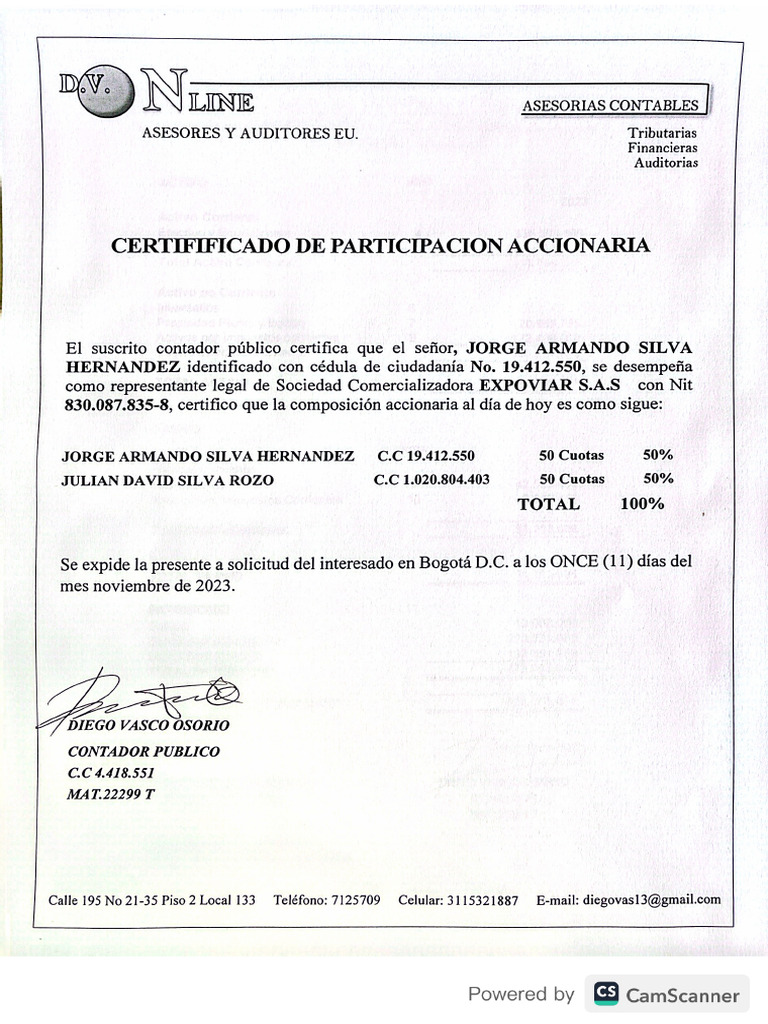 Certificado de Participación Accionaria | PDF