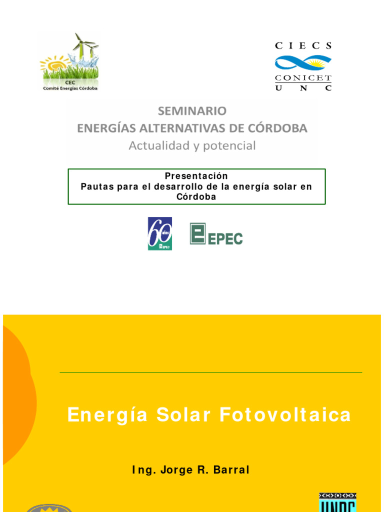 Presentacion Solar Fotovoltaica EPEC | PDF | Batería recargable ...