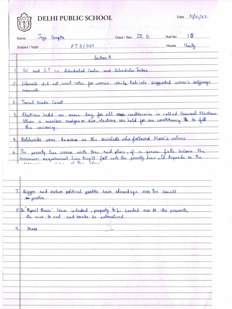 Jiya Gupta PT-3 Social Science | PDF