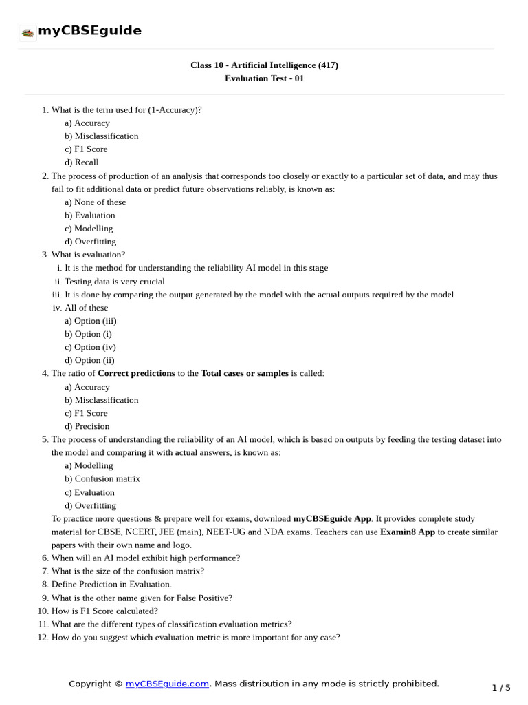 10 Ai Evaluation tp01 | PDF | Systems Science | Applied Mathematics