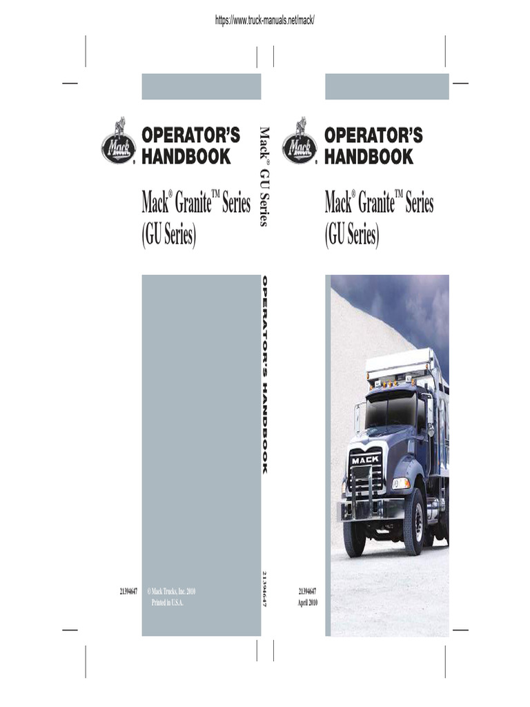 Mack Granite Series (GU-series) Operator's Manual | PDF | Truck ...