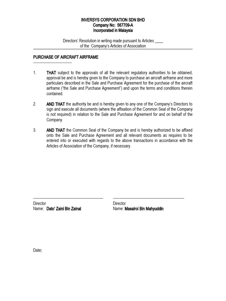 BOD Resolution | PDF