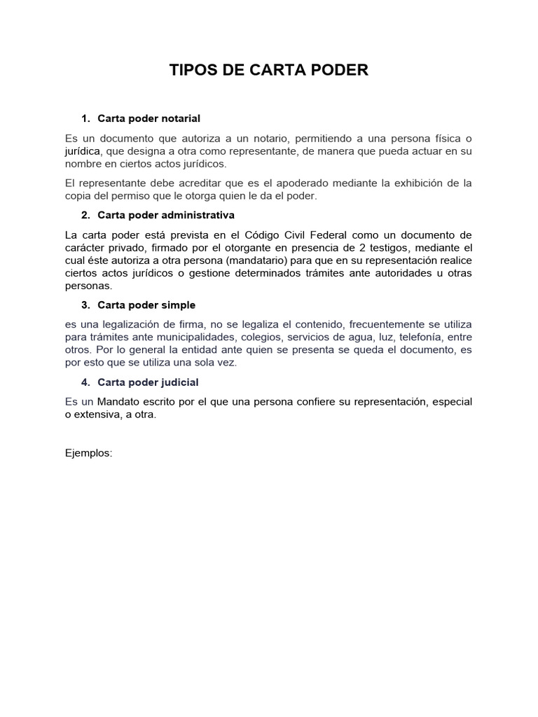 Tipos de Carta Poder | PDF