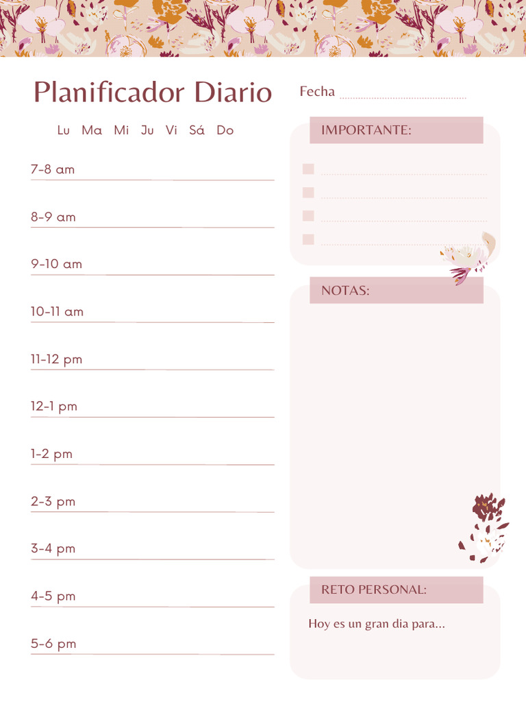 Planificador Diario para Organizar tu Día | PDF | Hogar, jardinería y ...