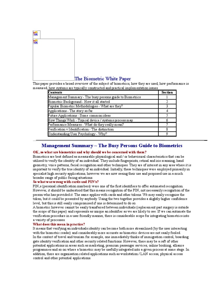 The Biometric White Paper | PDF | Biometrics | Fingerprint