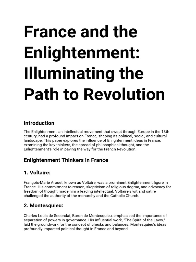Enlightenment's Role in French Revolution | PDF | Age Of Enlightenment ...