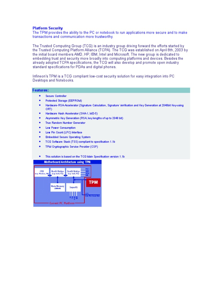TPM Overview and Security Functions | PDF | Trusted Computing | Smart Card