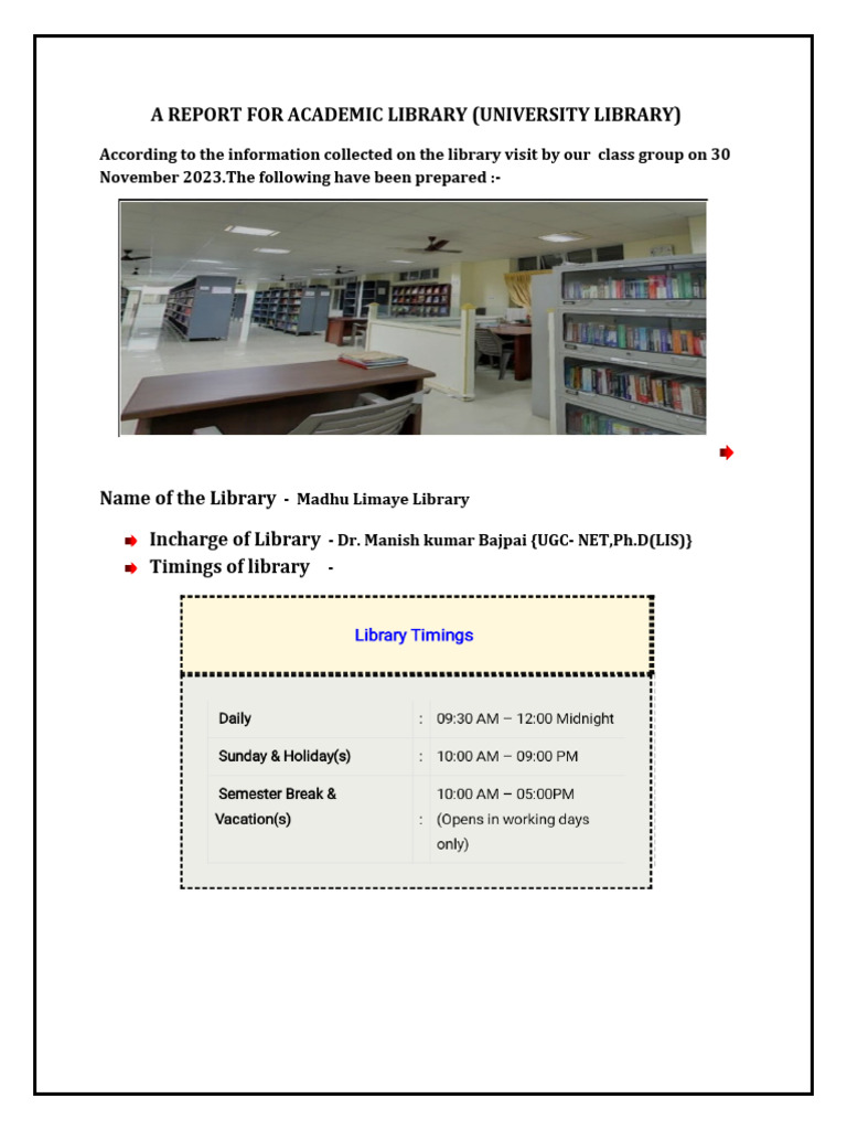 A Report For Academic Library | PDF