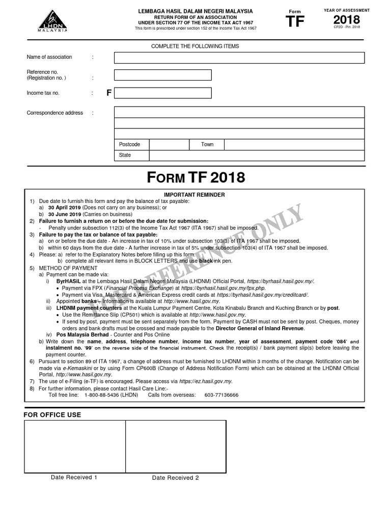 Form TF 2018 | PDF | Trade | Money