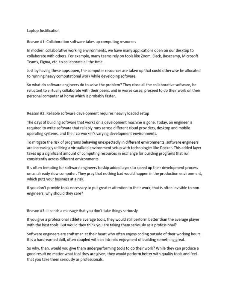 Laptop Justification | PDF | Software | Cloud Computing