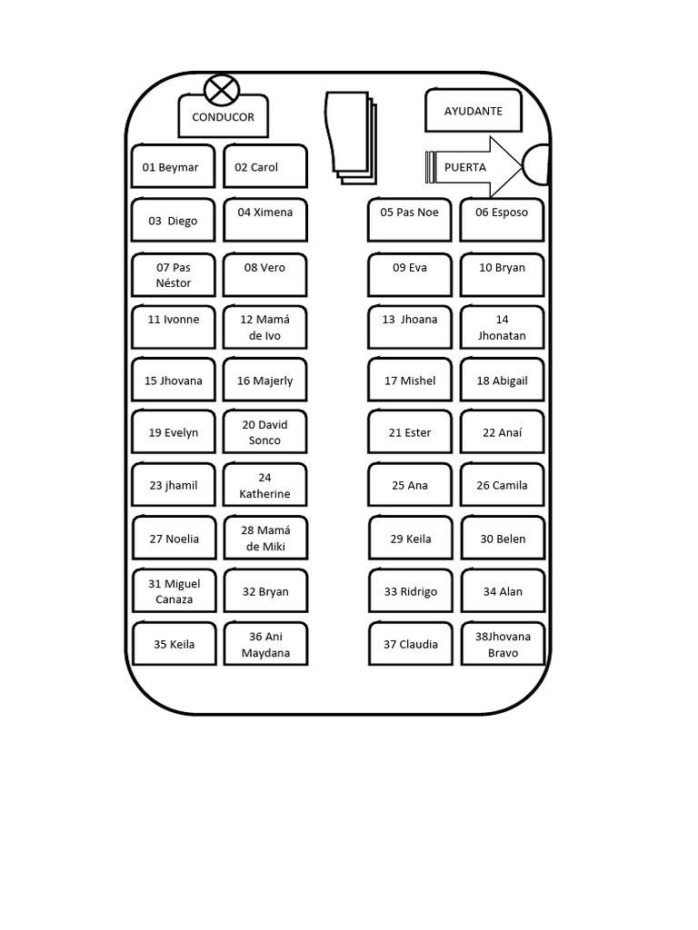 Planilla Bus 38 Asientos | PDF