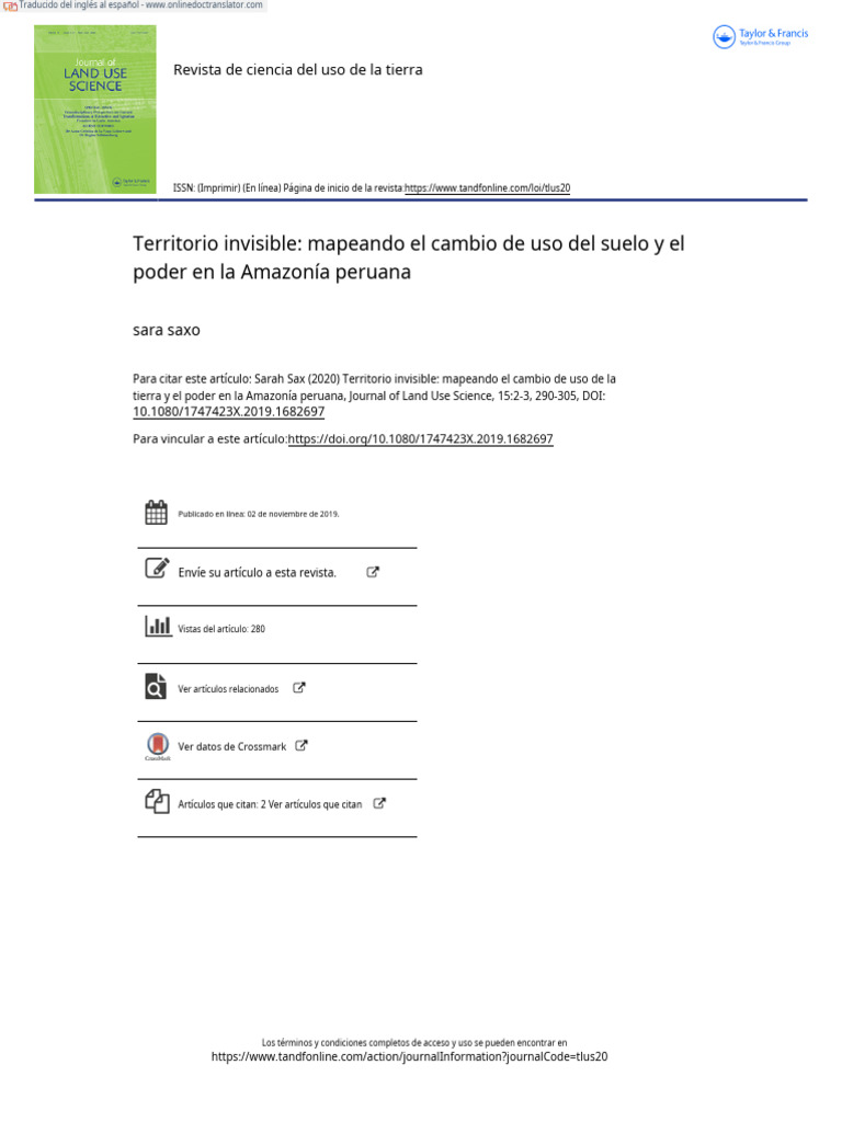 Sax - 2020 - Maps and Law in Deforestation in Peru - En.es | PDF | Los ...