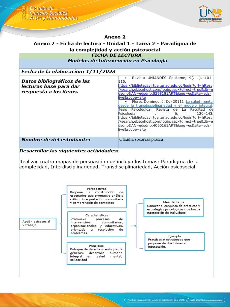 Anexo 2 - Ficha de Lectura - Unidad 1 - Tarea 2 | PDF | Sicología ... Anexo 2 - Ficha de Lectura - Unidad 1 - Tarea 2 | PDF | Sicología ...