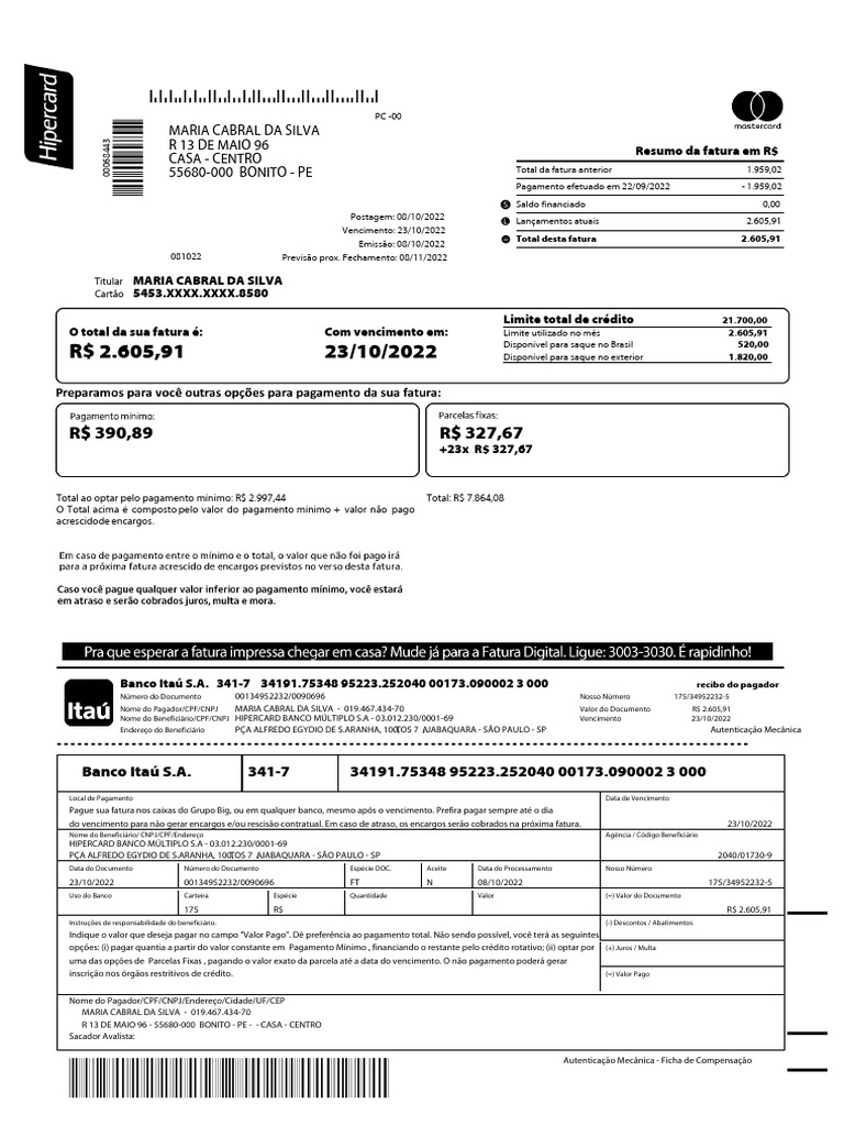 Fatura | PDF | Setor privado | Economia financeira