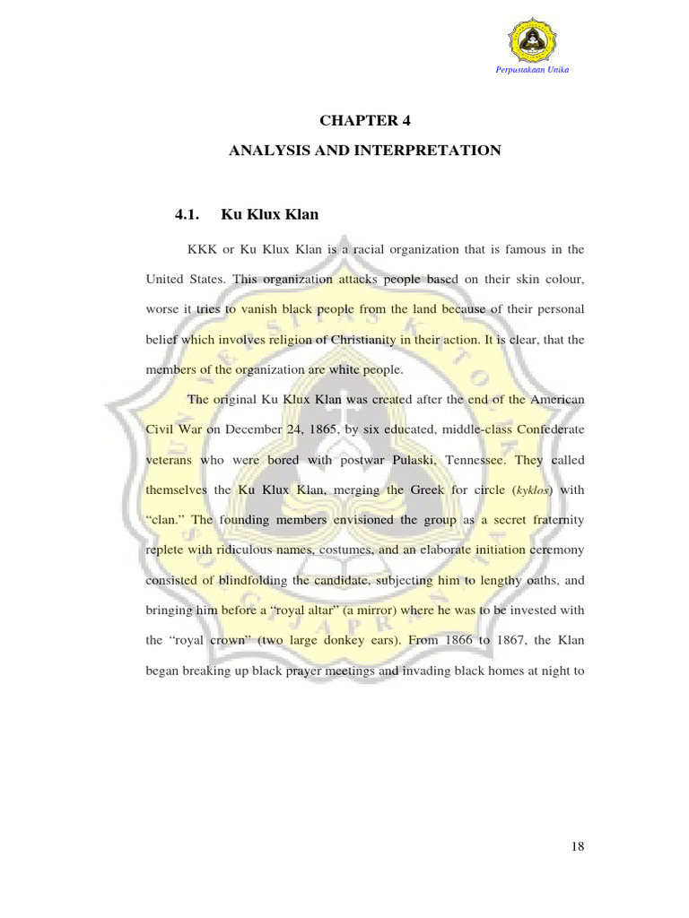 03.80.0057 Dina Oktaviana SY. Achmed BAB IV | PDF | Ku Klux Klan