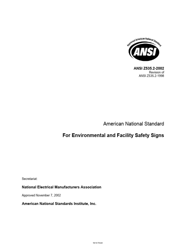 ANSI Z535.2-2002 Environmental and Facility Safety Signs | PDF | Safety ...