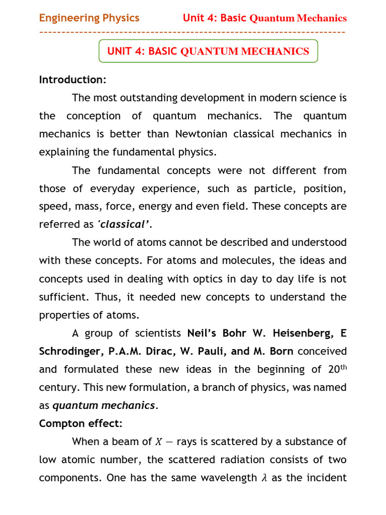 Basic Quantum Mechanics | PDF | Waves | Photon