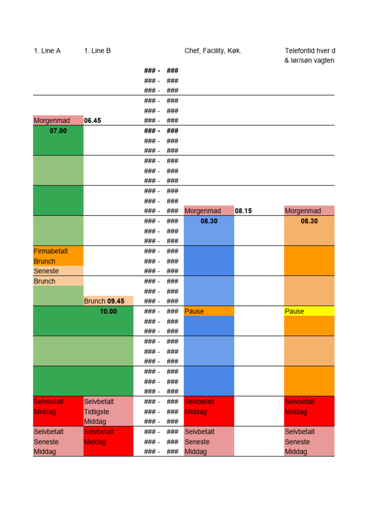 Uge Skema Work Week Schedule | PDF