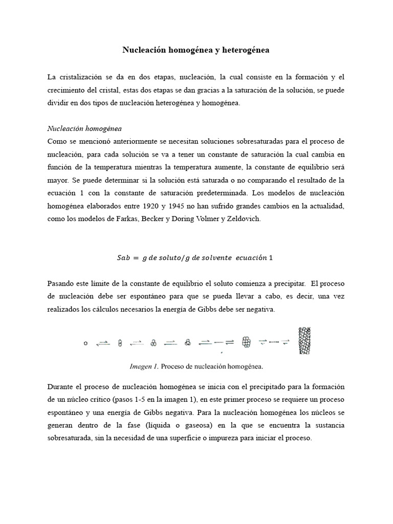 Nucleación, Zepeda García | PDF | Nucleación | Equilibrio químico