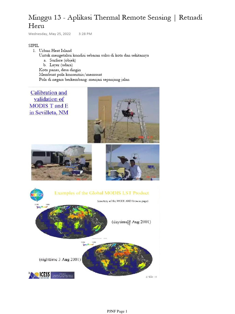 Catatan Minggu 13 - Aplikasi Thermal Remote Sensing | PDF | Metode ...